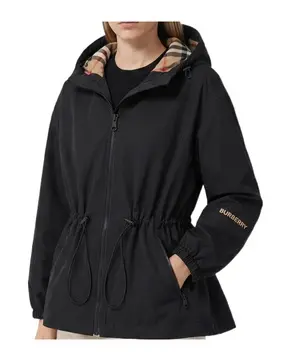 Burberry Hooded Jacket With Drawstring Waist - Black
