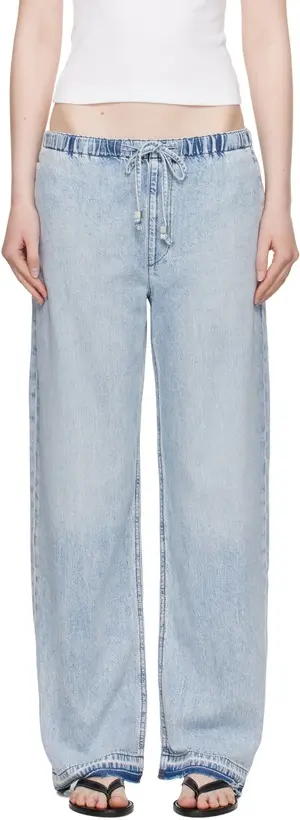 RAG  BONE Rag & Bone Wide-leg Drawstring Jeans - Blue