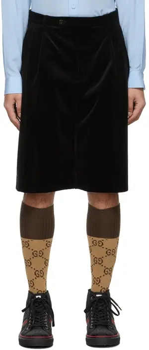Gucci Stretch Corduroy Pleated Knee-length Shorts