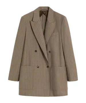 Max Mara Pinstripe Double-breasted Blazer - Hazelnut Color
