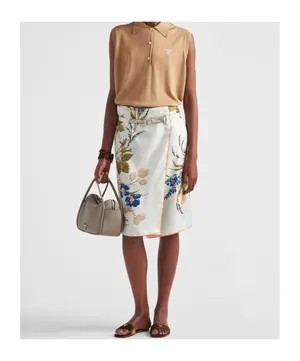 Prada Sleeveless Knitted Polo Shirt - Camel Brown