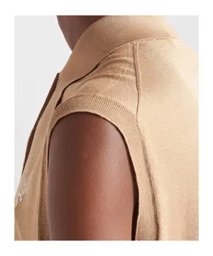 Prada Sleeveless Knitted Polo Shirt - Camel Brown
