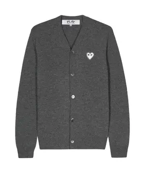 Play Comme Des Garcon Long-sleeved Knitted Cardigan - Grey
