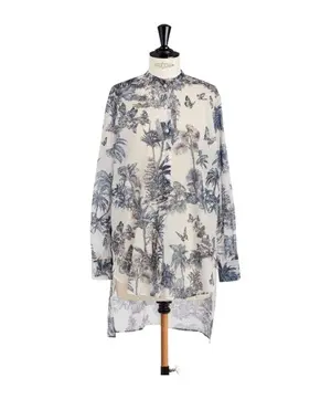 Dior Riviera Long Sleeve Printed Blouse - Gray
