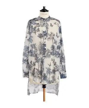 Dior Riviera Long Sleeve Printed Blouse - Gray