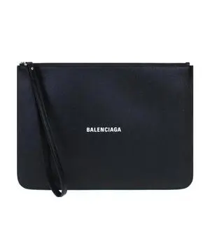 Balenciaga Logo Printed Zipped Pouch - Black/white