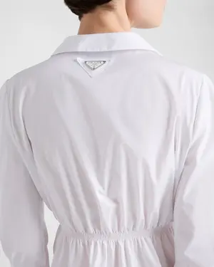 Prada Belted Shirt Dress With Three-quarter Sleeves And Patch Pockets