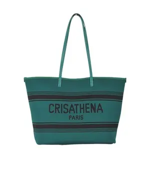 CRISATHENA Large Striped Shoulder Bag With Detachable Strap