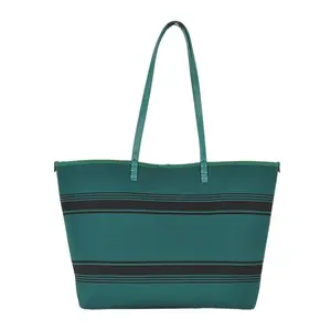 CRISATHENA Large Striped Shoulder Bag With Detachable Strap