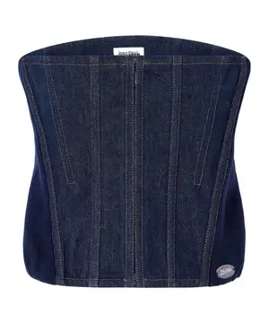 JEAN PAUL GAULTIER Denim Corset With Ribbed Detailing - Indigo