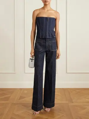 JEAN PAUL GAULTIER Denim Corset With Ribbed Detailing