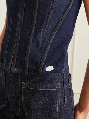 JEAN PAUL GAULTIER Denim Corset With Ribbed Detailing
