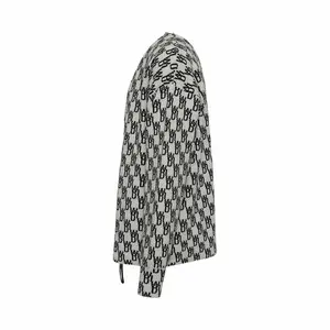 We11Done Monogram Jacquard Knit Cardigan - Gray