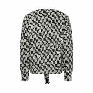 We11Done Monogram Jacquard Knit Cardigan - Gray