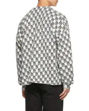 We11Done Monogram Jacquard Knit Cardigan - Gray