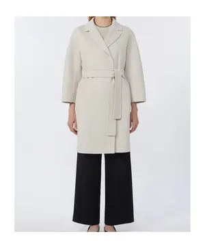 Max Mara Belted Wool Broadcloth Coat - Ivory