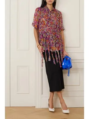 Dries Van Noten Short Sleeve Floral Tassel Shirt