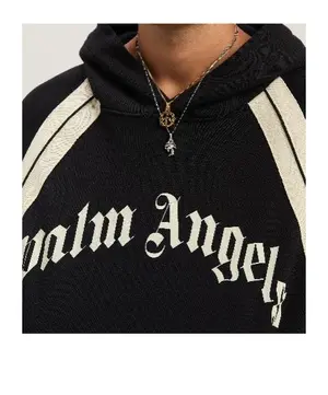 Palm Angels Logo Print Hoodie - Black
