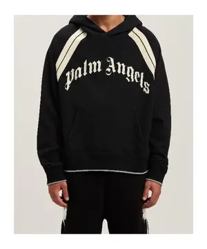 Palm Angels Logo Print Hoodie - Black