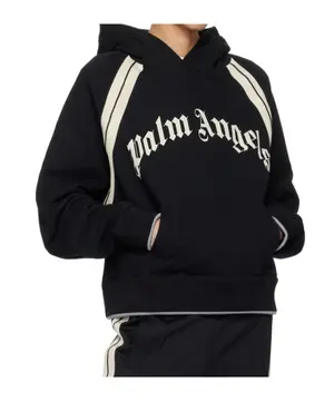 Palm Angels Logo Print Hoodie - Black