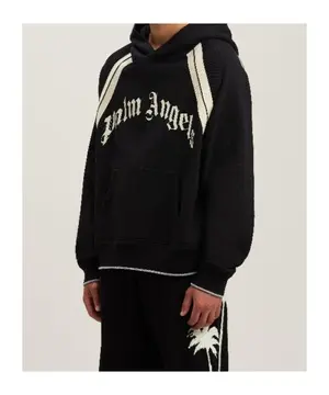 Palm Angels Logo Print Hoodie - Black