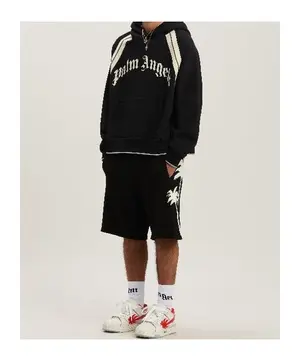 Palm Angels Logo Print Hoodie - Black