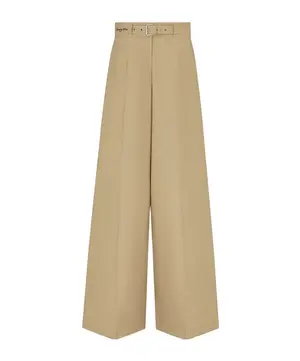 Dior Belted Wide-leg Pants - Beige