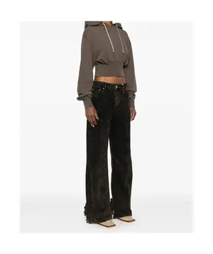 Rick Owens Tatlin Drawstring Cropped Hoodie