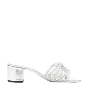 GIUSEPPE ZANOTTI Embellished Metallic High-heeled Sandals - White