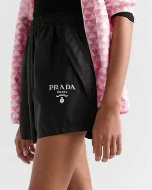 Prada Re-nylon Shorts With Embroidered Logo