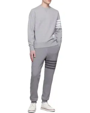 Thom Browne 4-bar Stripe Sweatshirt - Light Gray