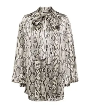 Balmain Snakeskin-print Silk Blouse