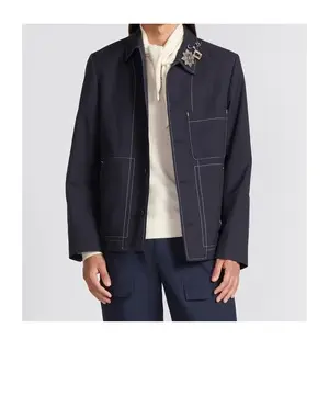 Dior Embossed Logo Collared Button-up Jacket
