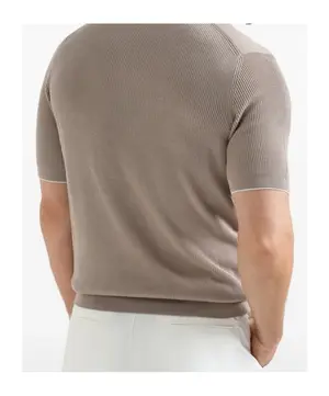 Brunello Cucinelli Fine-knitted Ribbed Polo Shirt - Light Brown