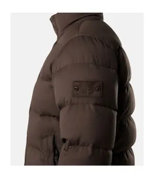 Stone Island Padded Down Jacket With Stand Collar And Logo Badge - Dark Brown