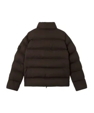 Stone Island Padded Down Jacket With Logo Patch - Dark Brown