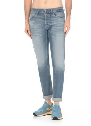 DONDUP Faded Ruffle Denim Trousers - Blue
