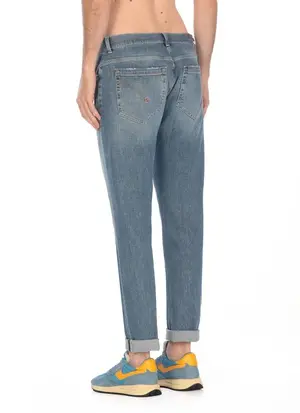 DONDUP Faded Ruffle Denim Trousers - Blue