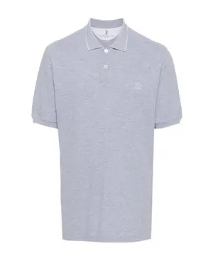 Brunello Cucinelli Logo-embroidered Short-sleeved Polo Shirt - Grey