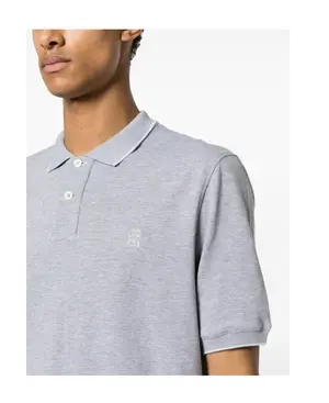 Brunello Cucinelli Logo-embroidered Short-sleeved Polo Shirt - Grey