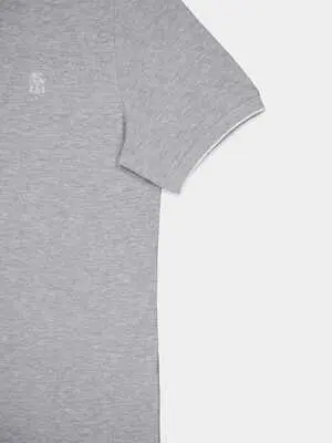 Brunello Cucinelli Logo-embroidered Short-sleeved Polo Shirt - Grey
