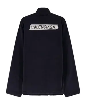 Balenciaga Quarter-zip Distressed Logo Sweater - Black