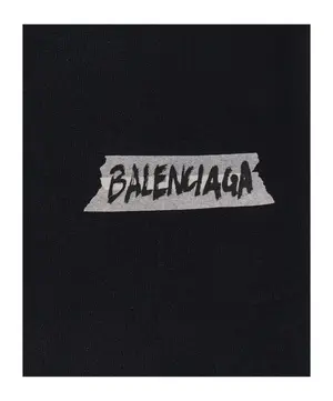 Balenciaga Quarter-zip Distressed Logo Sweater - Black