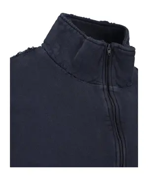 Balenciaga Quarter-zip Distressed Logo Sweater - Black