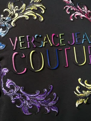 Versace Logo Embroidered Long Sleeve Dress