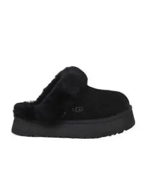 UGG Disquette Logo Embossed Platform Slippers - Black