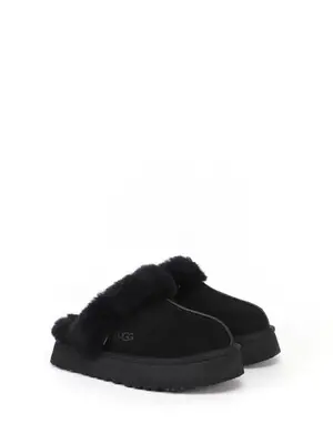 UGG Disquette Logo Embossed Platform Slippers - Black