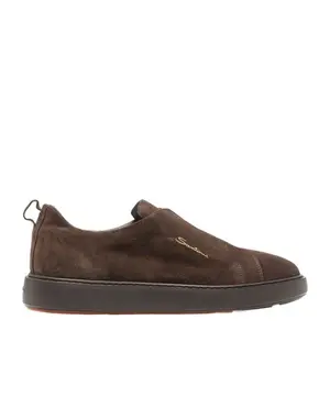 Santoni Logo Stamp Round Toe Slip-on Sneakers