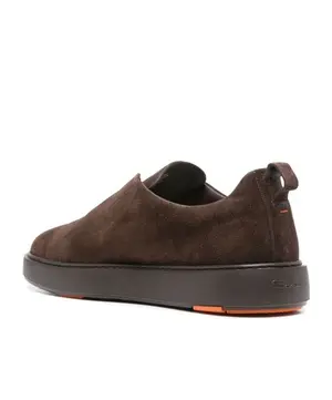 Santoni Logo Stamp Round Toe Slip-on Sneakers