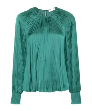 Ulla Johnson Pleated Satin Blouse